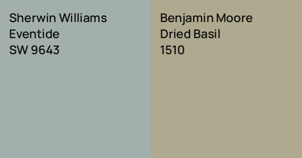 Sherwin Williams Eventide vs. Benjamin Moore Dried Basil comparison