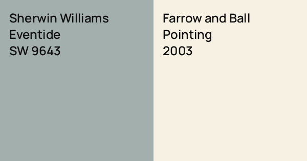 Sherwin Williams Eventide vs. Farrow and Ball Pointing comparison
