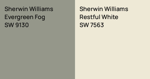 Sherwin Williams Evergreen Fog vs. Sherwin Williams Restful White ...