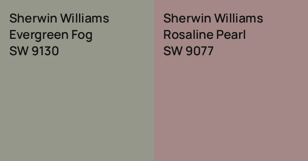 Sherwin Williams Evergreen Fog vs. Sherwin Williams Rosaline Pearl ...