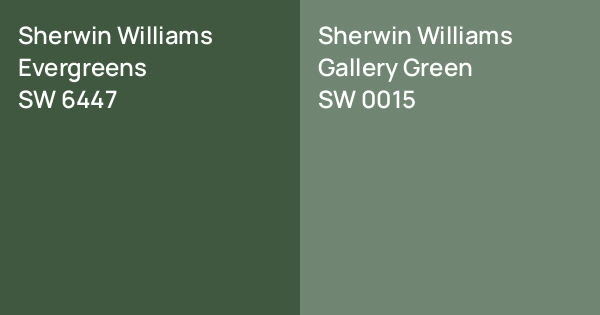 Sherwin Williams Evergreens vs. Sherwin Williams Gallery Green comparison