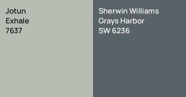 Jotun Exhale vs. Sherwin Williams Grays Harbor comparison