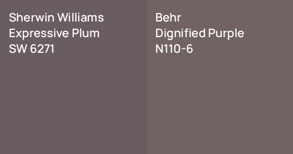 Sherwin Williams Expressive Plum vs. Behr Dignified Purple comparison