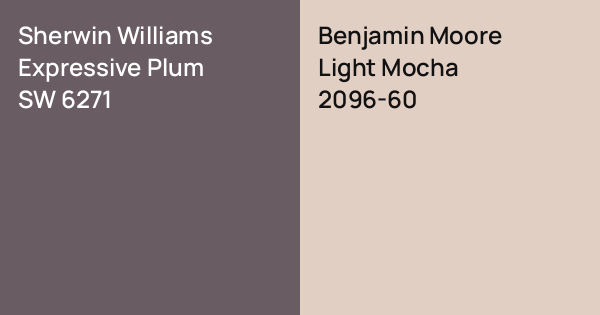 Sherwin Williams Expressive Plum vs. Benjamin Moore Light Mocha comparison