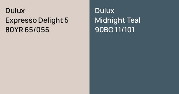 Dulux Expresso Delight 5 vs. Dulux Midnight Teal comparison