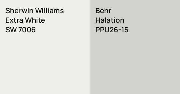 Sherwin Williams Extra White vs. Behr Halation comparison
