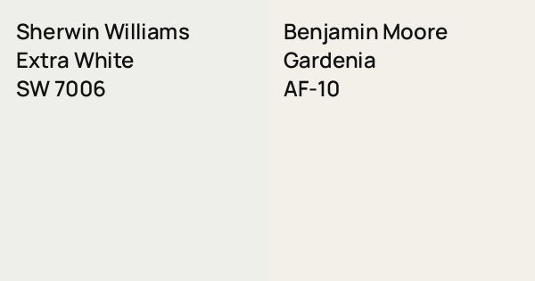 Sherwin Williams Extra White vs. Benjamin Moore Gardenia comparison