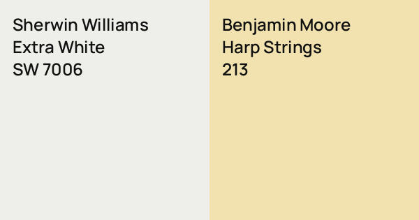 Sherwin Williams Extra White vs. Benjamin Moore Harp Strings comparison