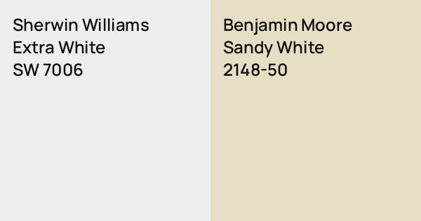 Sherwin Williams Extra White vs. Benjamin Moore Sandy White comparison