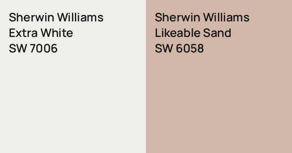 Sherwin Williams Extra White vs. Sherwin Williams Likeable Sand comparison