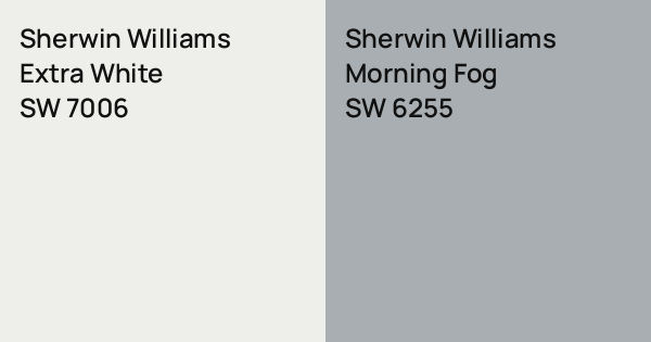 Sherwin Williams Extra White vs. Sherwin Williams Morning Fog comparison