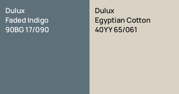 Dulux Faded Indigo vs. Dulux Egyptian Cotton comparison