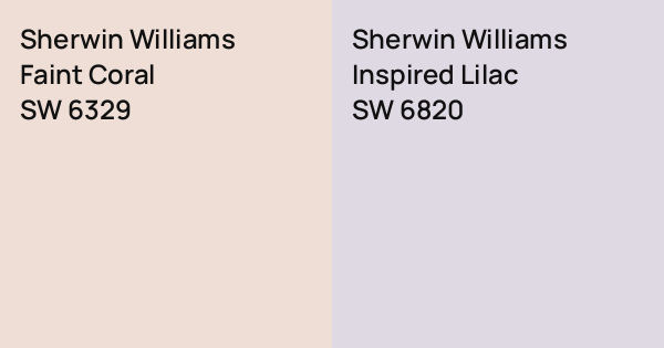 Sherwin Williams Faint Coral vs. Sherwin Williams Inspired Lilac comparison