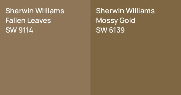 Sherwin Williams Fallen Leaves vs. Sherwin Williams Mossy Gold comparison