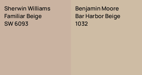 Sherwin Williams Familiar Beige vs. Benjamin Moore Bar Harbor Beige ...