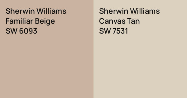 Sherwin Williams Familiar Beige vs. Sherwin Williams Canvas Tan comparison