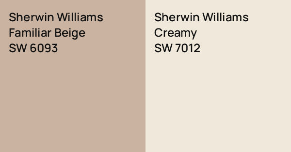 Sherwin Williams Familiar Beige vs. Sherwin Williams Creamy comparison