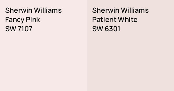 Sherwin Williams Fancy Pink vs. Sherwin Williams Patient White comparison