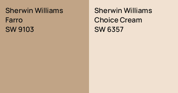 Sherwin Williams Farro vs. Sherwin Williams Choice Cream comparison