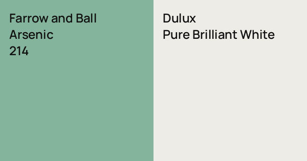 Farrow and Ball Arsenic vs. Dulux Pure Brilliant White comparison