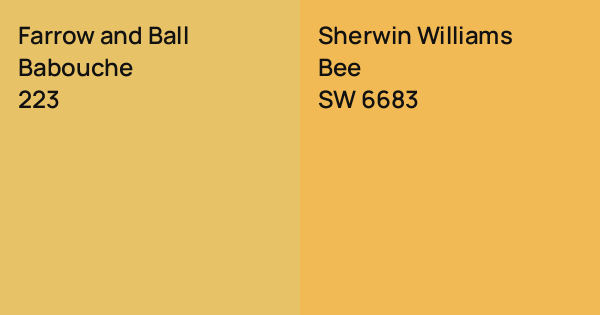 Farrow and Ball Babouche vs. Sherwin Williams Bee comparison