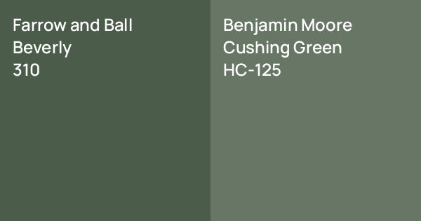 Farrow and Ball Beverly vs. Benjamin Moore Cushing Green comparison