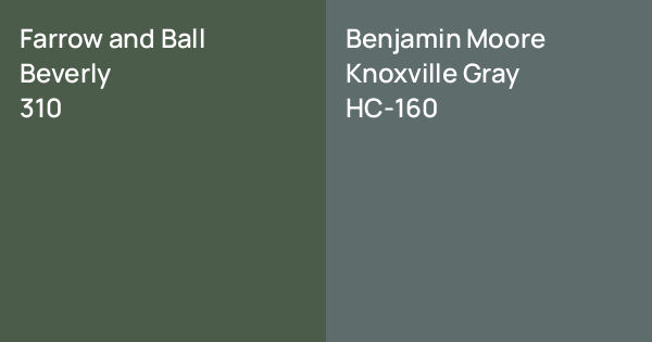 Farrow and Ball Beverly vs. Benjamin Moore Knoxville Gray comparison