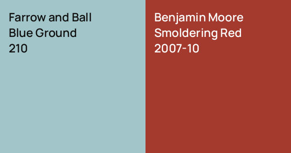 Farrow and Ball Blue Ground vs. Benjamin Moore Smoldering Red comparison