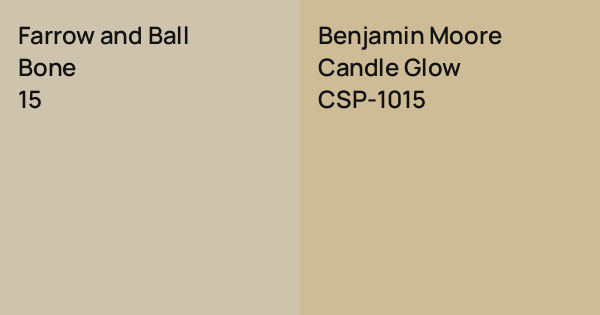 Farrow and Ball Bone vs. Benjamin Moore Candle Glow comparison