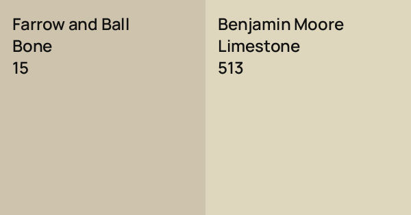 Farrow and Ball Bone vs. Benjamin Moore Limestone comparison