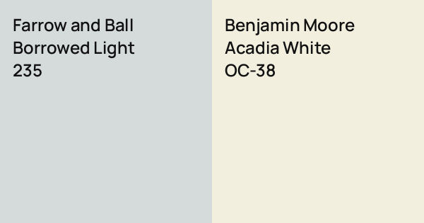 Farrow and Ball Borrowed Light vs. Benjamin Moore Acadia White comparison