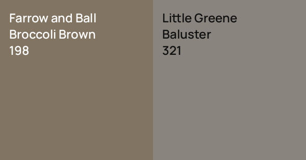 Farrow and Ball Broccoli Brown vs. Little Greene Baluster comparison