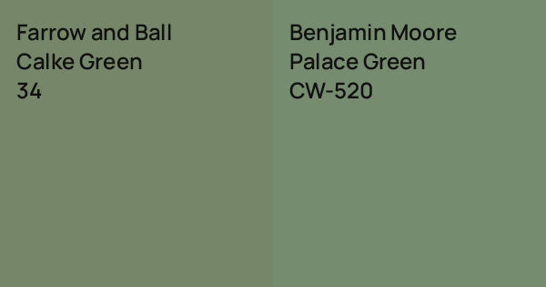 Farrow and Ball Calke Green vs. Benjamin Moore Palace Green comparison