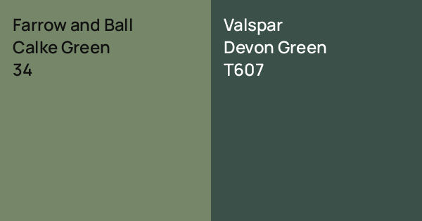 Farrow and Ball Calke Green vs. Valspar Devon Green comparison