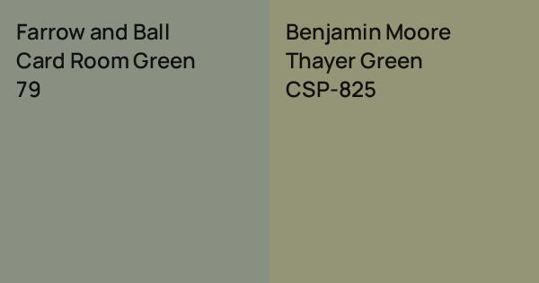 Farrow and Ball Card Room Green vs. Benjamin Moore Thayer Green comparison