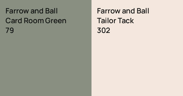 Farrow and Ball Card Room Green vs. Farrow and Ball Tailor Tack comparison