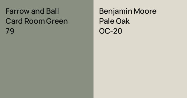 Farrow and Ball Card Room Green vs. Benjamin Moore Pale Oak comparison