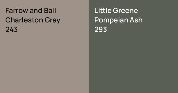 Farrow and Ball Charleston Gray vs. Little Greene Pompeian Ash comparison