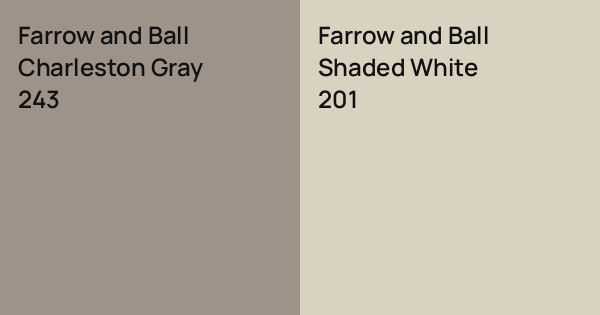 Farrow and Ball Charleston Gray vs. Farrow and Ball Shaded White comparison