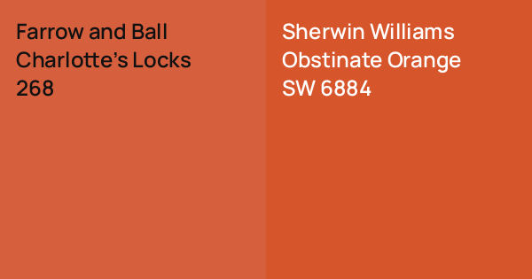 Farrow and Ball Charlotte's Locks vs. Sherwin Williams Obstinate Orange ...
