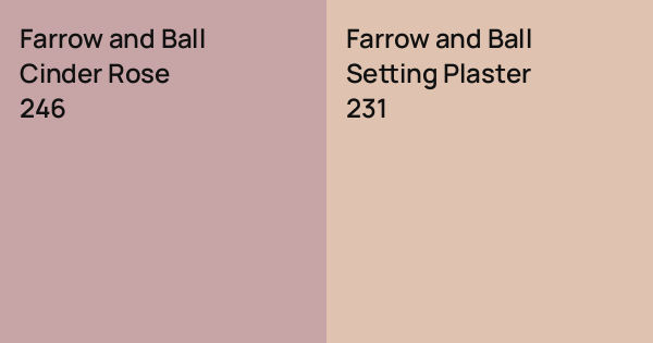 Farrow and Ball Cinder Rose vs. Farrow and Ball Setting Plaster comparison