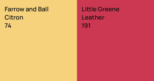Farrow and Ball Citron vs. Little Greene Leather comparison