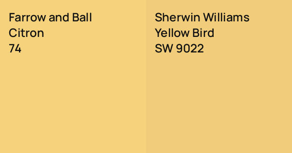 Farrow and Ball Citron vs. Sherwin Williams Yellow Bird comparison