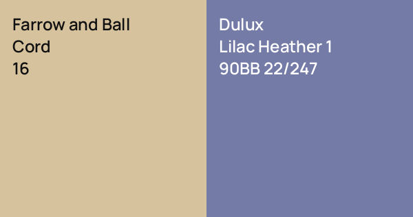 Farrow and Ball Cord vs. Dulux Lilac Heather 1 comparison