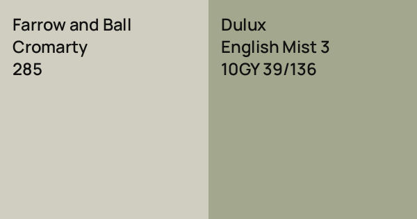 Farrow and Ball Cromarty vs. Dulux English Mist 3 comparison