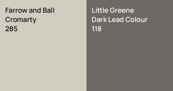 Farrow and Ball Cromarty vs. Little Greene Dark Lead Colour comparison