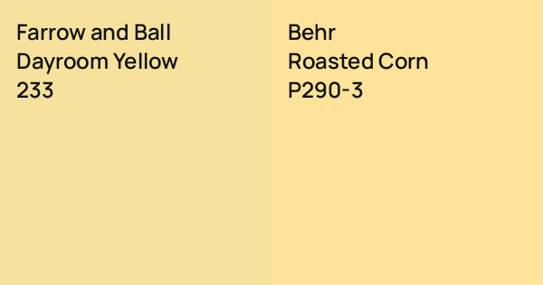 Farrow and Ball Dayroom Yellow vs. Behr Roasted Corn comparison