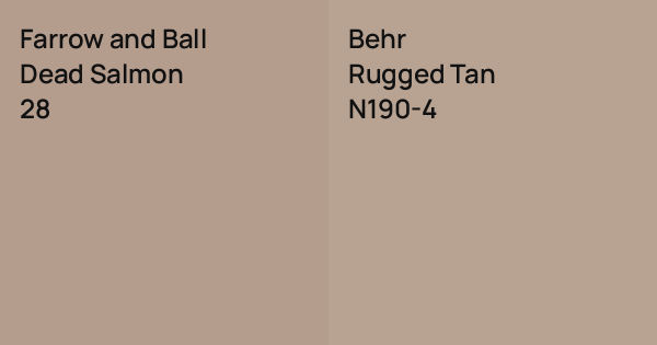 Farrow and Ball Dead Salmon vs. Behr Rugged Tan comparison