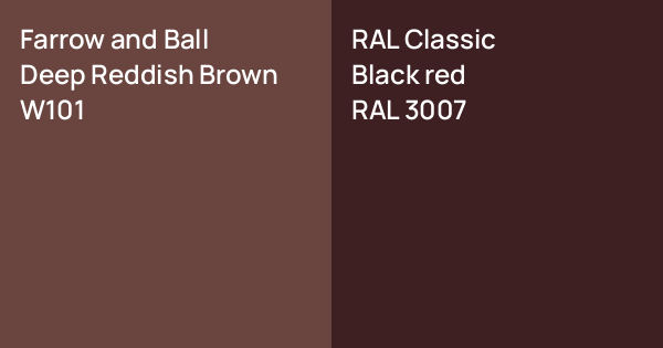 Farrow and Ball Deep Reddish Brown vs. RAL Classic Black red comparison