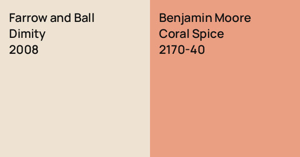 Farrow and Ball Dimity vs. Benjamin Moore Coral Spice comparison